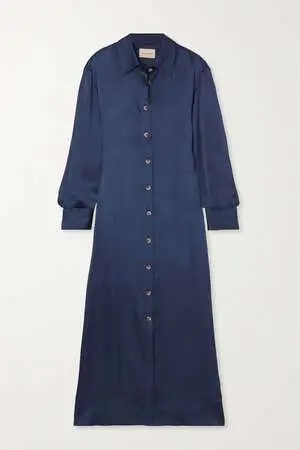 LOULOU STUDIO Ara Satin Maxi Shirt Dress