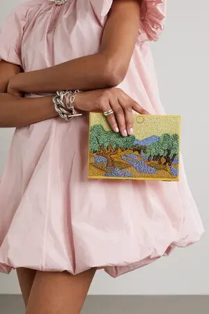 OLYMPIA LE-TAN Van Gogh Museum Embroidered Appliquéd Canvas Clutch