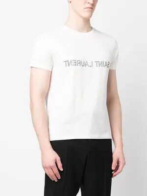 Saint Laurent Reverse Cotton T-shirt - Neutrals