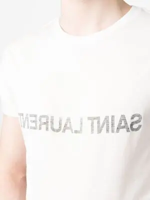 Saint Laurent Reverse Cotton T-shirt - Neutrals