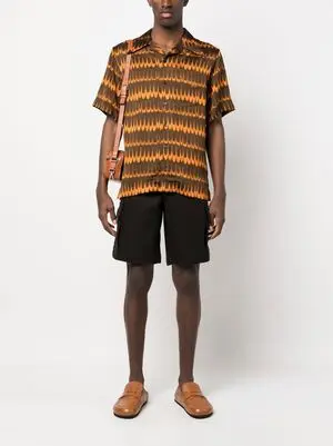 WALES BONNER Geometric-print Short-sleeve Shirt - Orange