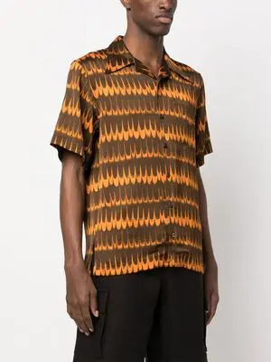 WALES BONNER Geometric-print Short-sleeve Shirt - Orange