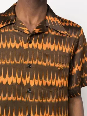 WALES BONNER Geometric-print Short-sleeve Shirt - Orange