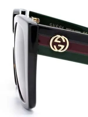 Gucci Web-detail Square-frame Sunglasses