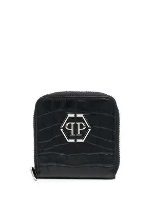 Philipp Plein Mini Crocodile-embossed Leather Wallet - Black