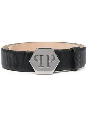 Philipp Plein Logo-buckle Leather Belt - Black