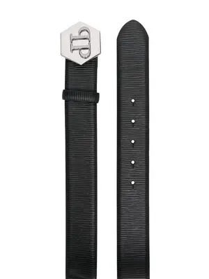 Philipp Plein Hexagonal Logo Buckle Belt - Black