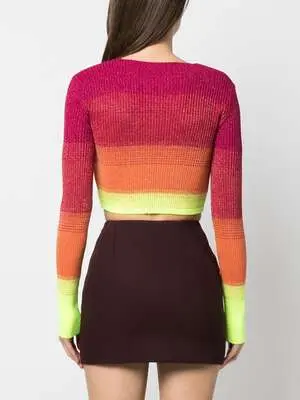 Gcds Degradé-effect Lurex Cropped Cardigan - Yellow