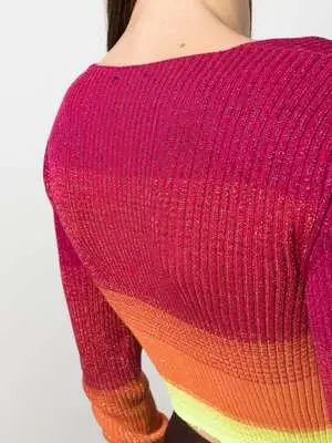 Gcds Degradé-effect Lurex Cropped Cardigan - Yellow