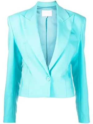 Costarellos Cropped Padded-shoulder Blouse - Blue