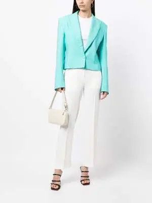 Costarellos Cropped Padded-shoulder Blouse - Blue