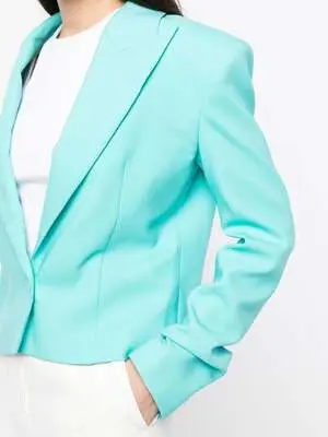 Costarellos Cropped Padded-shoulder Blouse - Blue