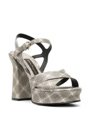 FERRAGAMO Sonya Checked Platform High Block Heel Sandals