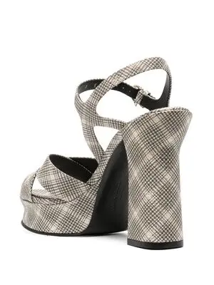 FERRAGAMO Sonya Checked Platform High Block Heel Sandals