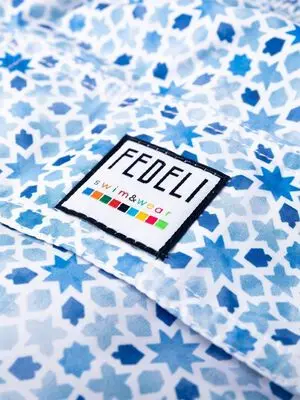 Fedeli Geometric-print Drawstring Swim Shorts