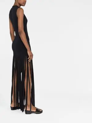 Emilio Pucci Sleeveless Round Neck Fringe Detail Maxi Dress