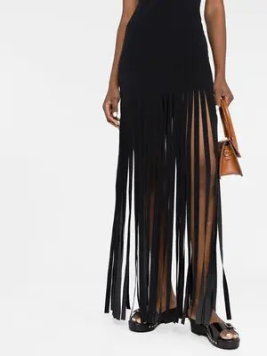 Emilio Pucci Sleeveless Round Neck Fringe Detail Maxi Dress