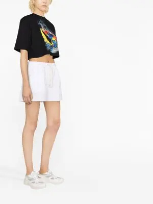 MSGM Graphic-print Cropped T-shirt - Black