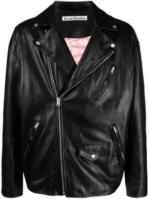 Acne Studios Off-centre Zip Leather Biker Jacket