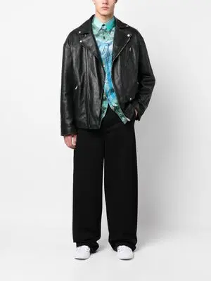 Acne Studios Off-centre Zip Leather Biker Jacket