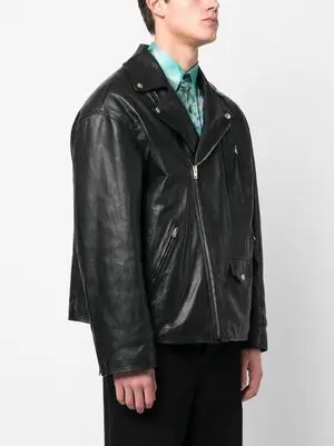 Acne Studios Off-centre Zip Leather Biker Jacket