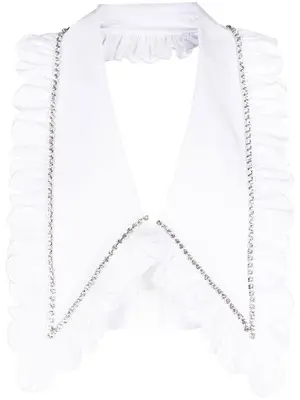 AREA Crystal-embellished Top - White