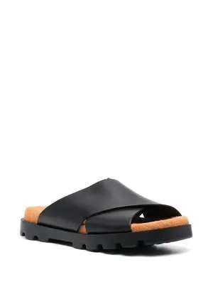 Camper Brutus Cross Strap Sandals - Black