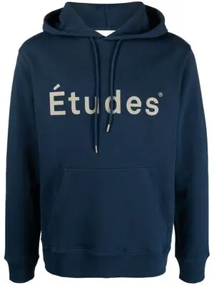 Études Studio Logo-print Organic Cotton Hoodie - Blue