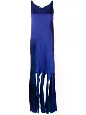 Stella McCartney Fringe-hem Sleeveless Long Dress - Blue