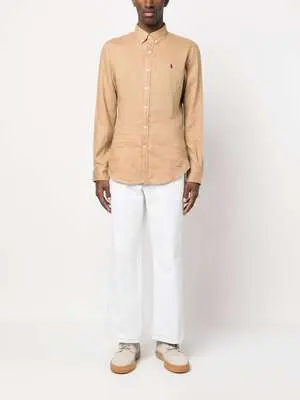 Polo Ralph Lauren Logo-embroidery Linen Shirt - Brown