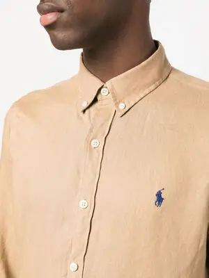 Polo Ralph Lauren Logo-embroidery Linen Shirt - Brown