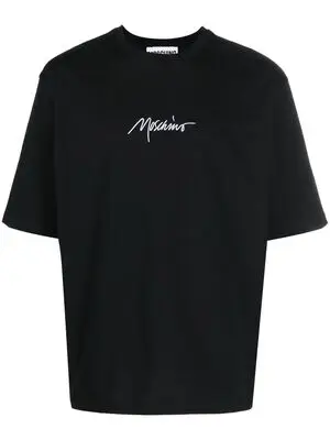 Moschino Embroidered-logo Organic Cotton T-shirt - Black