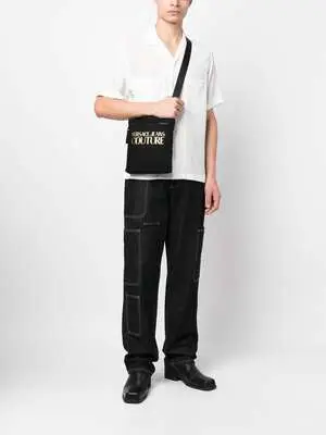Versace Logo-plaque Messenger Bag - Black