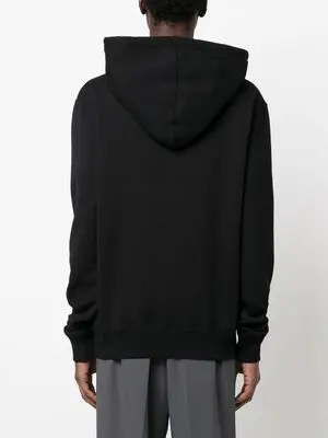 LANVIN Logo-embroidered Cotton Hoodie - Black