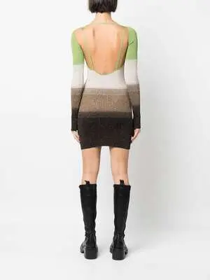 Gcds Knitted Striped Mini Dress - Neutrals