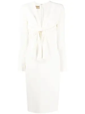 Elie Saab Crêpe Midi Dress - White