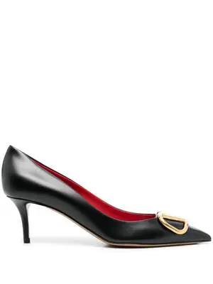 Valentino Garavani Logo-plaque Leather Pumps