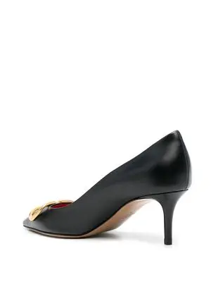 Valentino Garavani Logo-plaque Leather Pumps