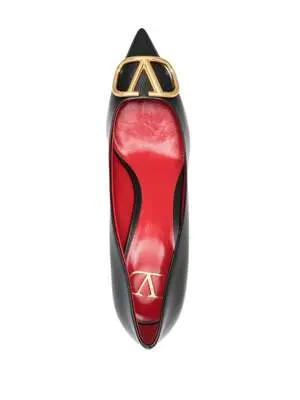 Valentino Garavani Logo-plaque Leather Pumps