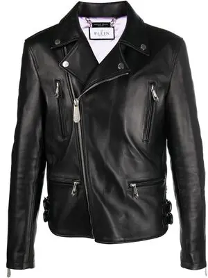 Philipp Plein Rear Logo-plaque Leather Jacket