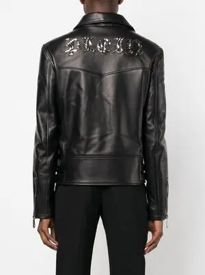 Philipp Plein Rear Logo-plaque Leather Jacket