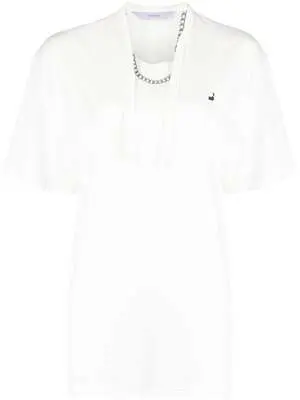 PUSHBUTTON Necklace-print Oversized T-shirt - White
