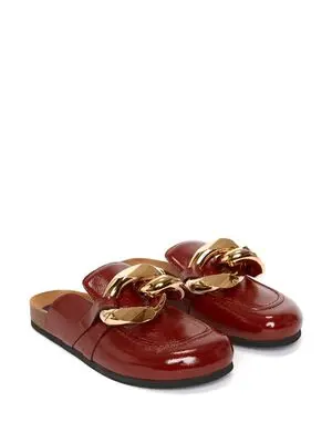 JW Anderson Chain-detail Leather Loafer Mules - Brown