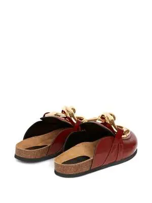 JW Anderson Chain-detail Leather Loafer Mules - Brown