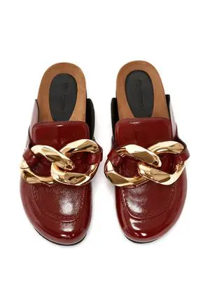 JW Anderson Chain-detail Leather Loafer Mules - Brown