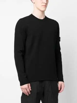 Stone Island Compass Badge Fine Knit Jumper - Black
