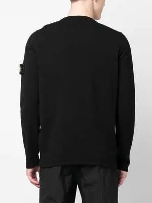 Stone Island Compass Badge Fine Knit Jumper - Black