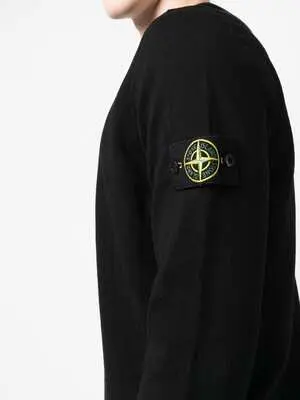 Stone Island Compass Badge Fine Knit Jumper - Black