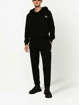 Dolce & Gabbana Wool-cashmere Hoodie With Logo Tag - Black