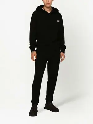 Dolce & Gabbana Wool-cashmere Hoodie With Logo Tag - Black